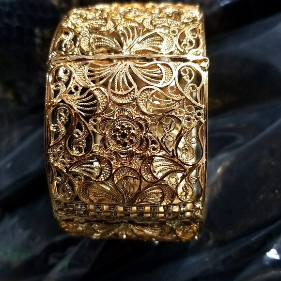 Jewelry | New Filigree 22kt 24kt Gold Plated Bangle Bracelets India ...
